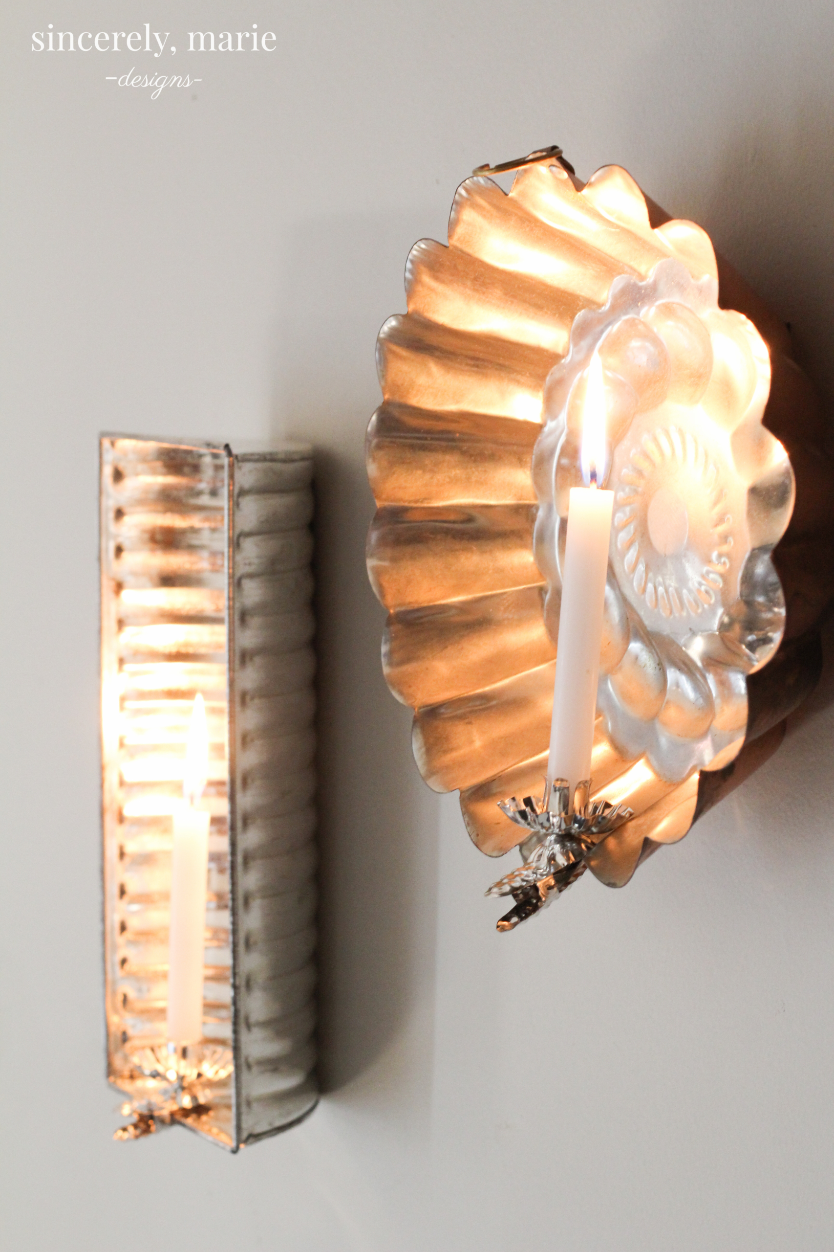 DIY Vintage Baking Pan Sconces - Sincerely, Marie Designs