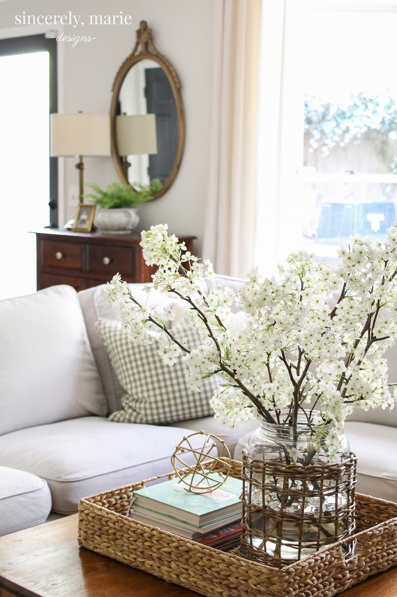Spring in the Family Room Using Soft Colors - Sincerely, Marie Designs