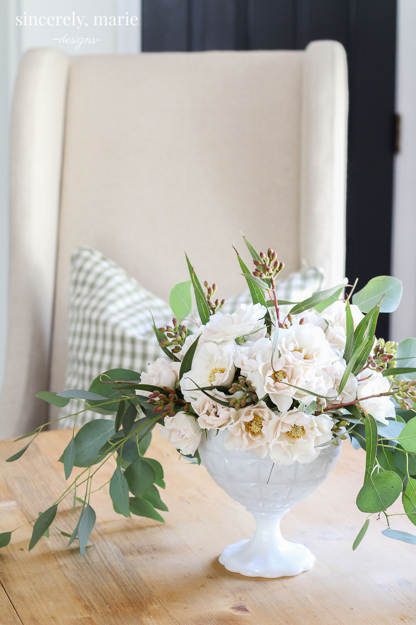 Simple Floral Arrangement with Roses - Sincerely, Marie Designs