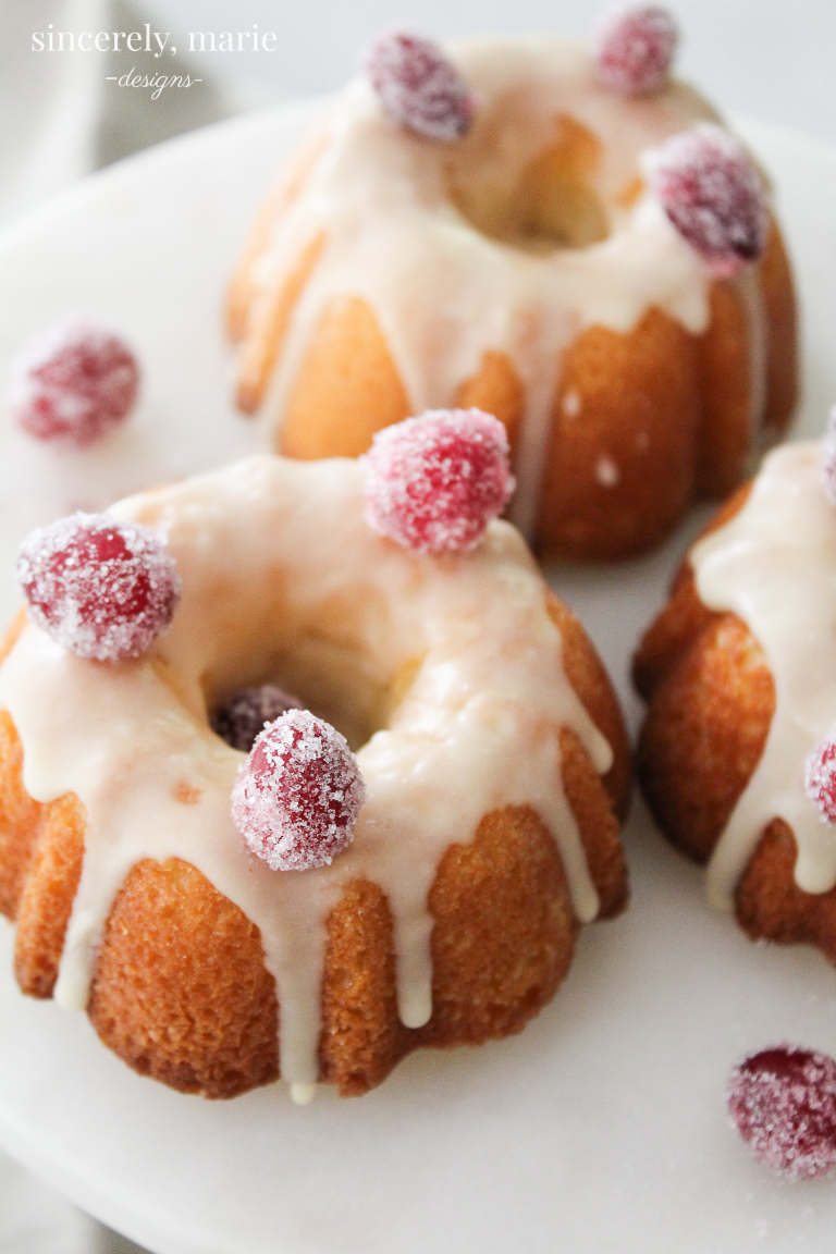 Mini Lemon & Cranberry Cakes with Ginger Drizzle - Sincerely, Marie Designs