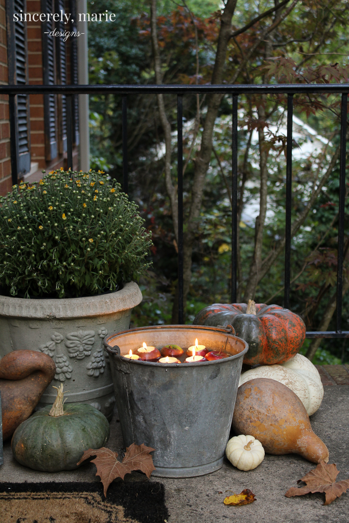 Floating Apple Candles & Our Fall Front Porch - Sincerely, Marie Designs