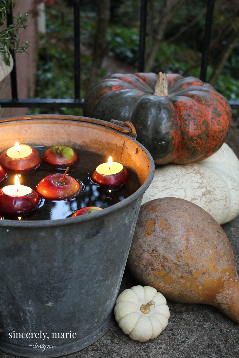 Floating Apple Candles & Our Fall Front Porch - Sincerely, Marie Designs