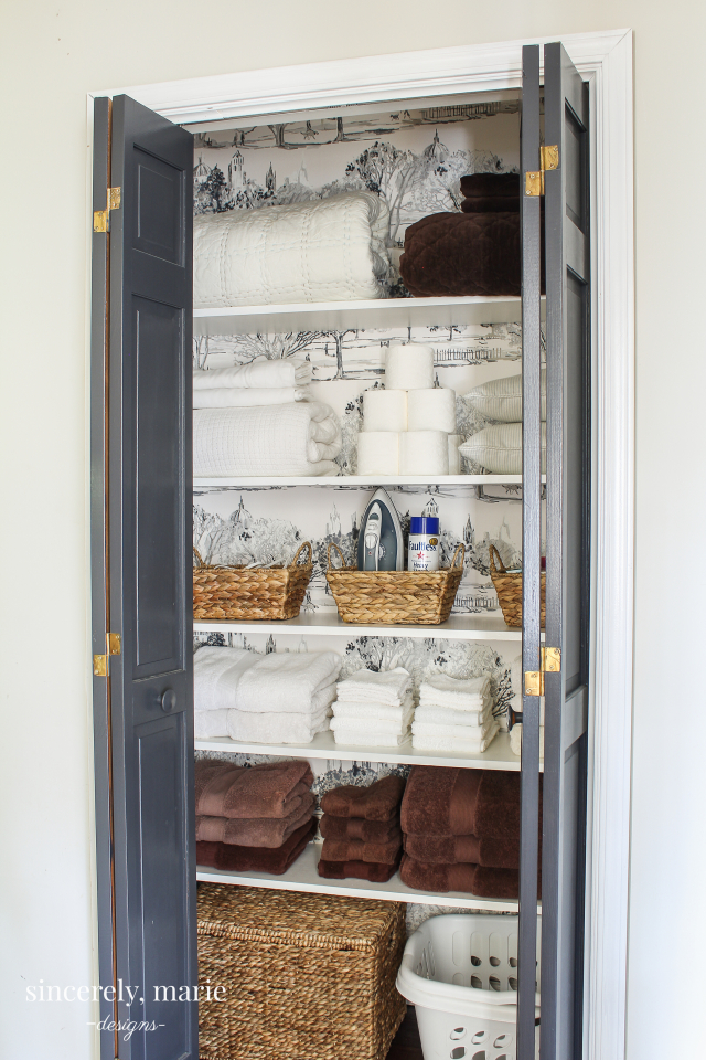 Our Quick Linen Closet Makeover - Sincerely, Marie Designs