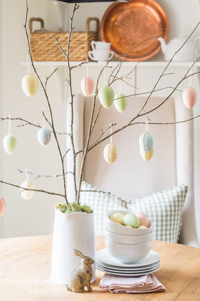 A Simple Hanging Egg Tree For Spring - Sincerely, Marie Designs