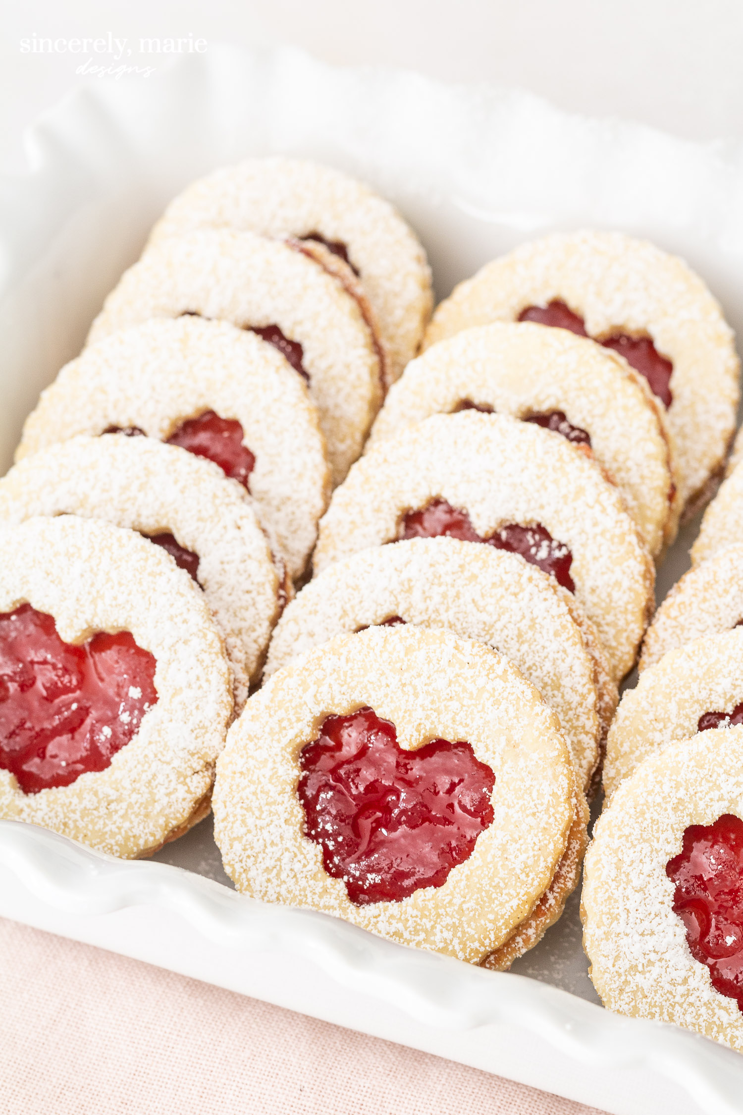 Linzer Strawberry Heart Cookies - Sincerely, Marie Designs